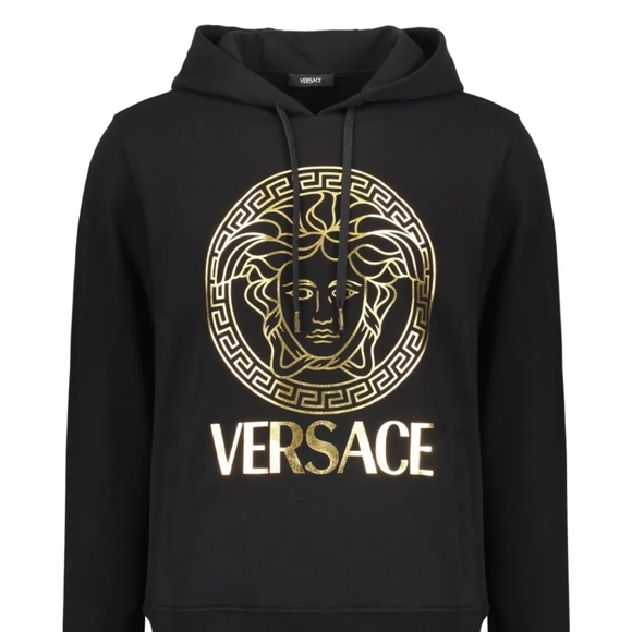 Versace | Shirts | Versace Mens Hoodie In Black With Gold Medusa Design ...